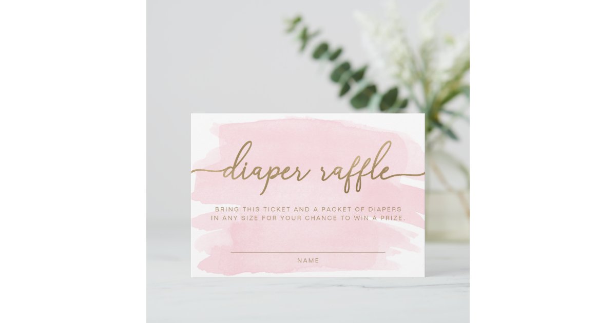 Pink Watercolour Diaper Raffle Ticket Insert Card | Zazzle