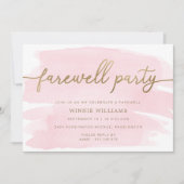 Pink Watercolour Gold Farewell Party Invitation | Zazzle