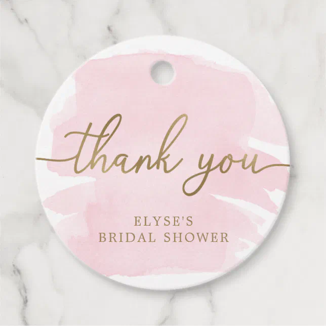 Pink Watercolour Thank You Favor Tag | Zazzle