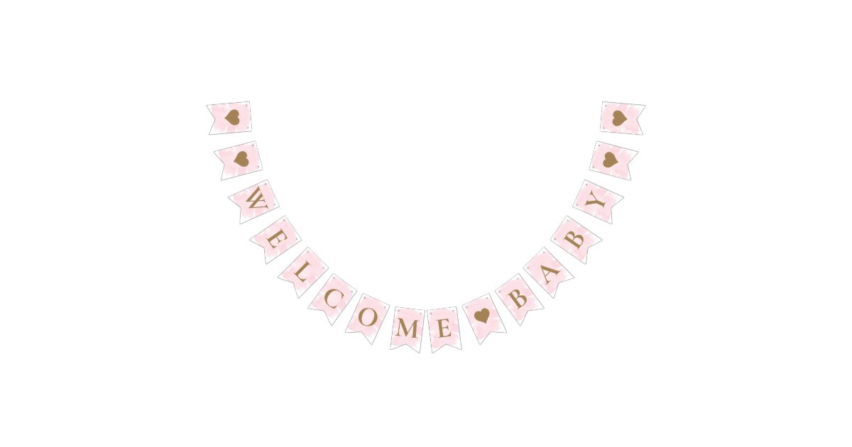 Pink Watercolour Welcome Baby Bunting Flags | Zazzle