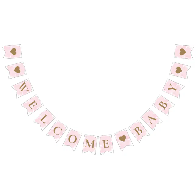 Pink Watercolour Welcome Baby Bunting Flags | Zazzle