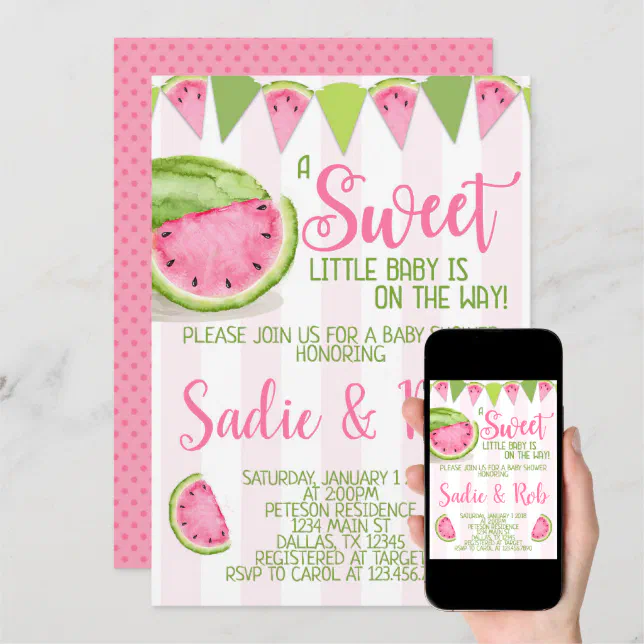 Pink Watermelon Baby Shower Invitation Invite | Zazzle