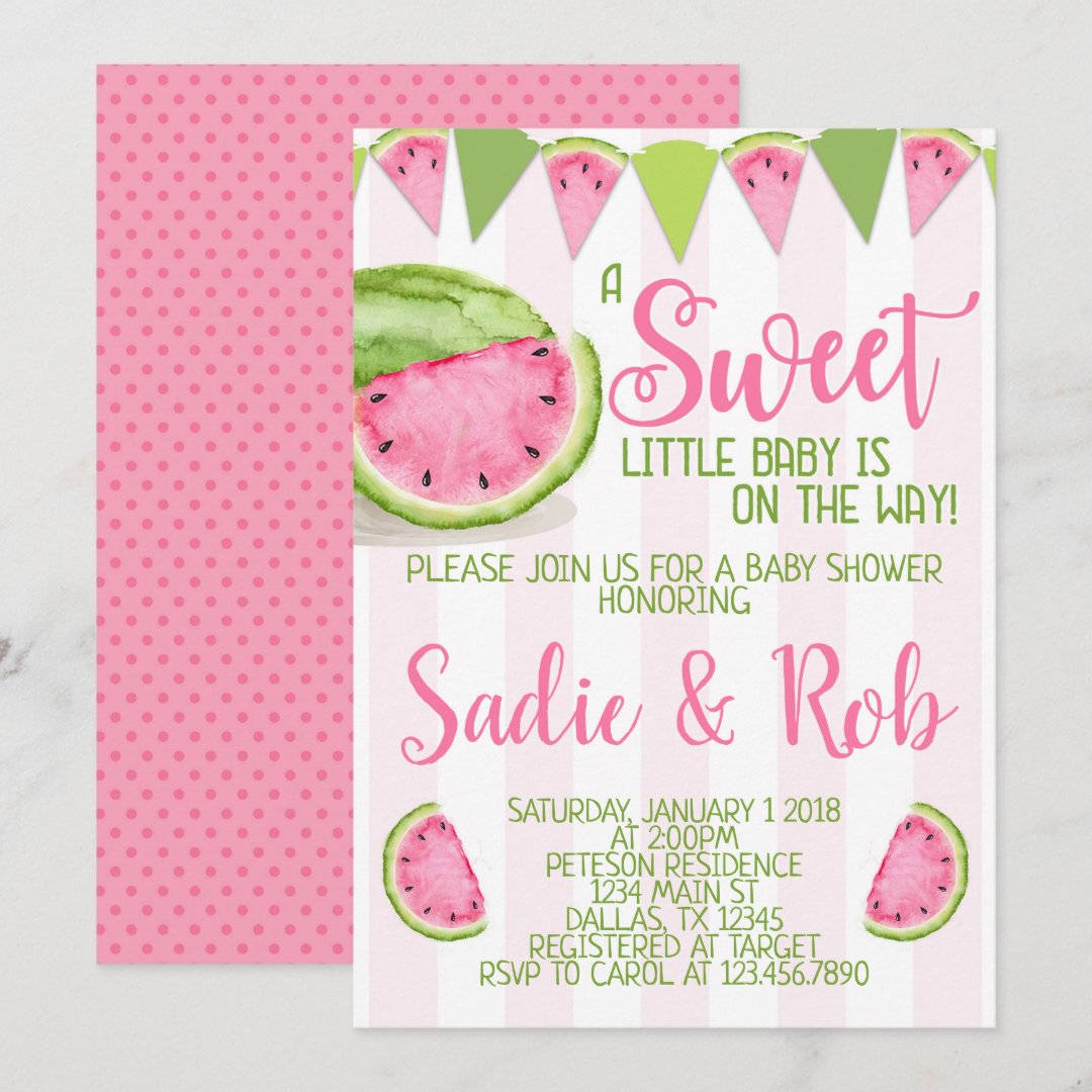 Pink Watermelon Baby Shower Invitation Invite | Zazzle