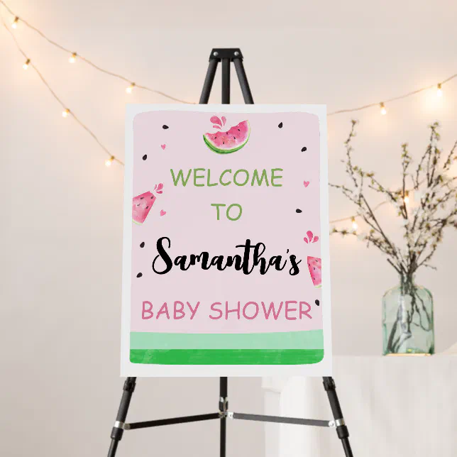 Pink Watermelon Baby Shower Welcome Sign | Zazzle