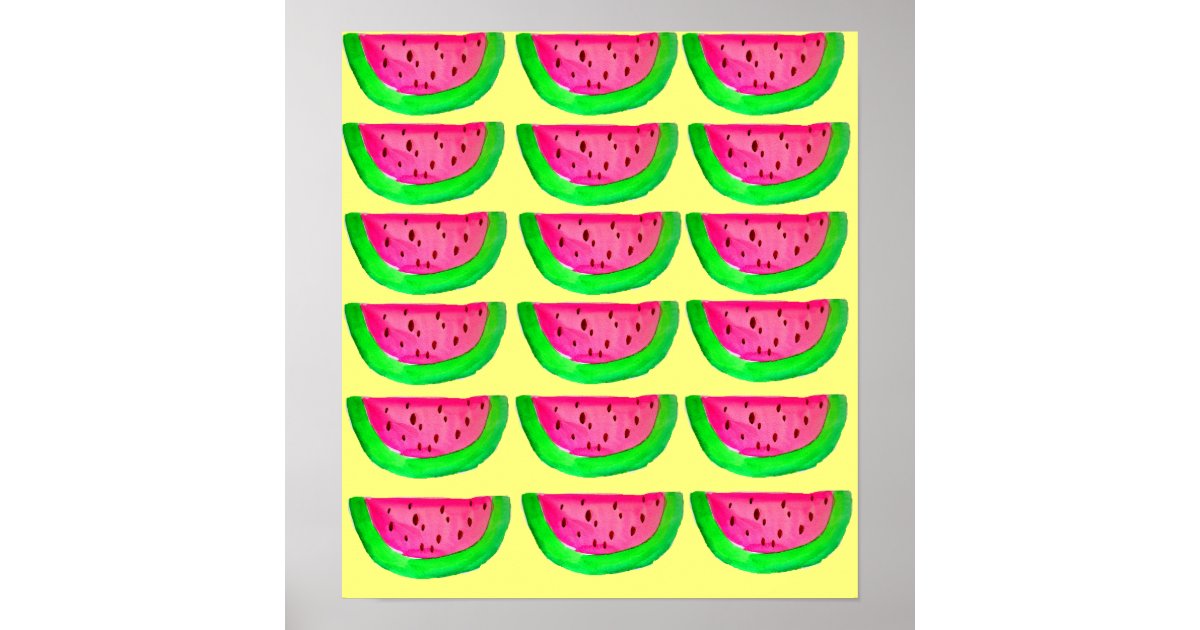 Pink watermelon fruit pop art poster | Zazzle