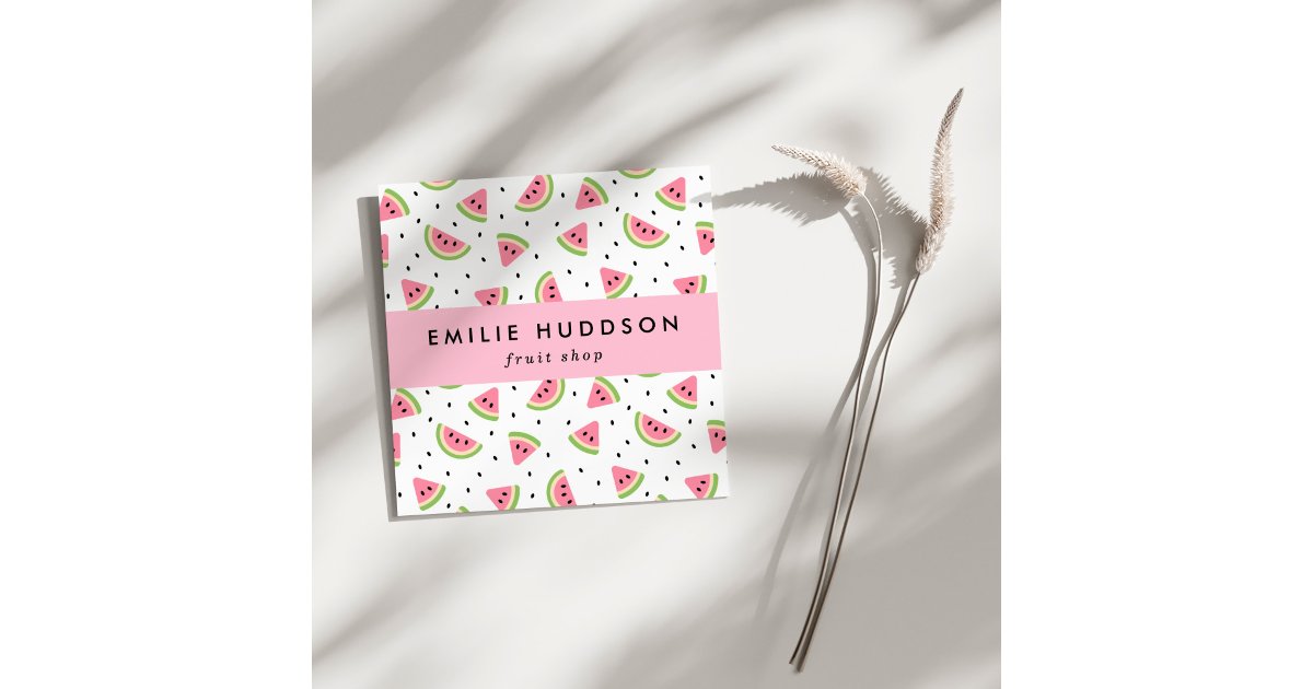 Pink Watermelons, Watermelon Seeds, Fruit Shop Square Business Card ...