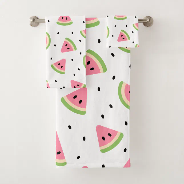 Pink Watermelons, Watermelon Seeds, Summer Pattern Bath Towel Set | Zazzle