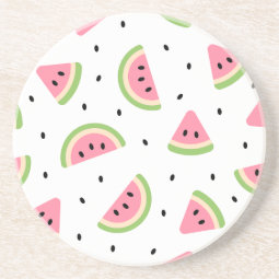 Pink Watermelons, Watermelon Seeds, Summer Pattern Coaster | Zazzle