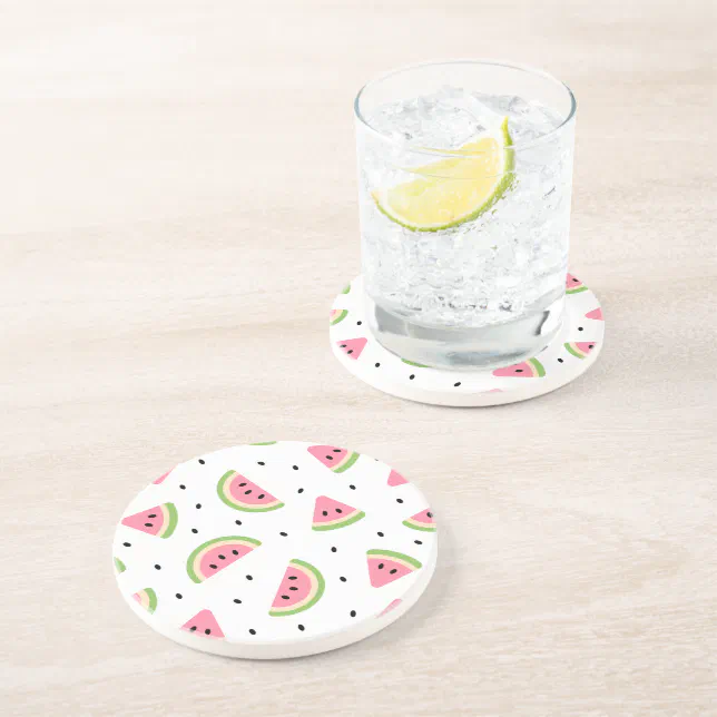 Pink Watermelons, Watermelon Seeds, Summer Pattern Coaster | Zazzle