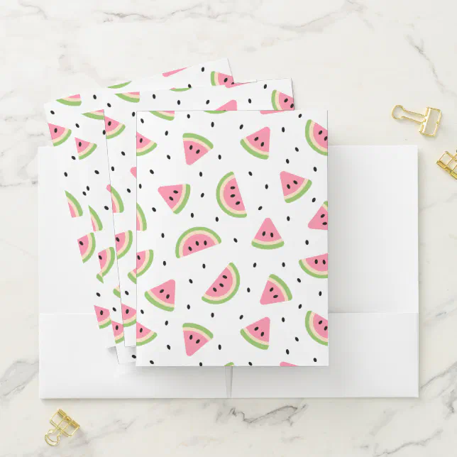 Pink Watermelons, Watermelon Seeds, Summer Pattern Pocket Folder | Zazzle