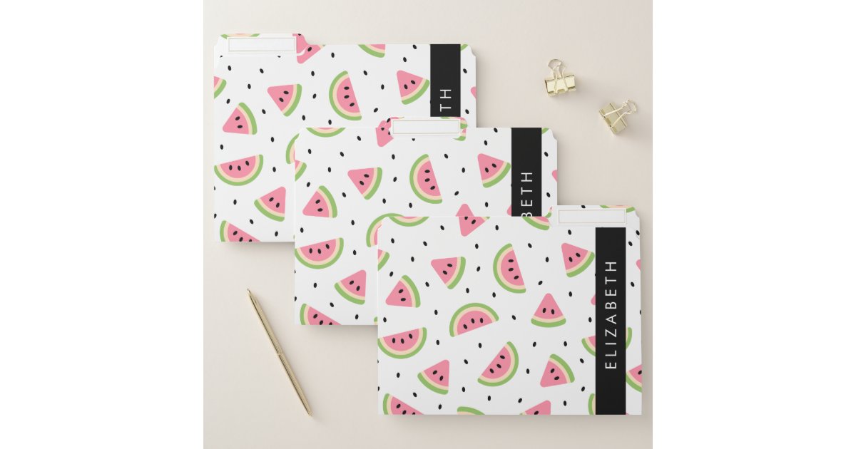 Pink Watermelons, Watermelon Seeds, Your Name File Folder | Zazzle