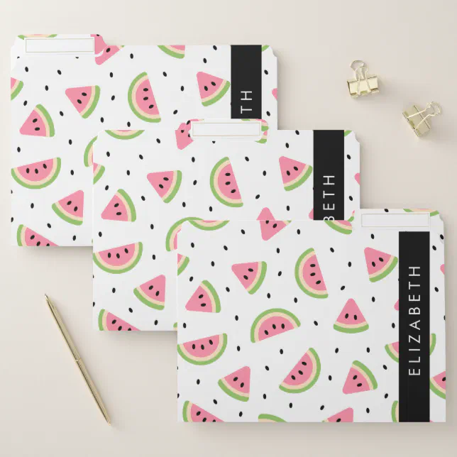 Pink Watermelons, Watermelon Seeds, Your Name File Folder | Zazzle