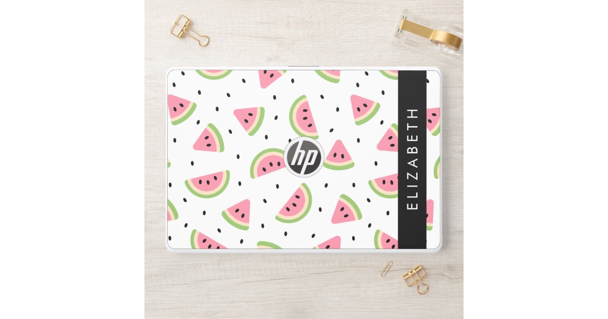 Pink Watermelons, Watermelon Seeds, Your Name HP Laptop Skin | Zazzle