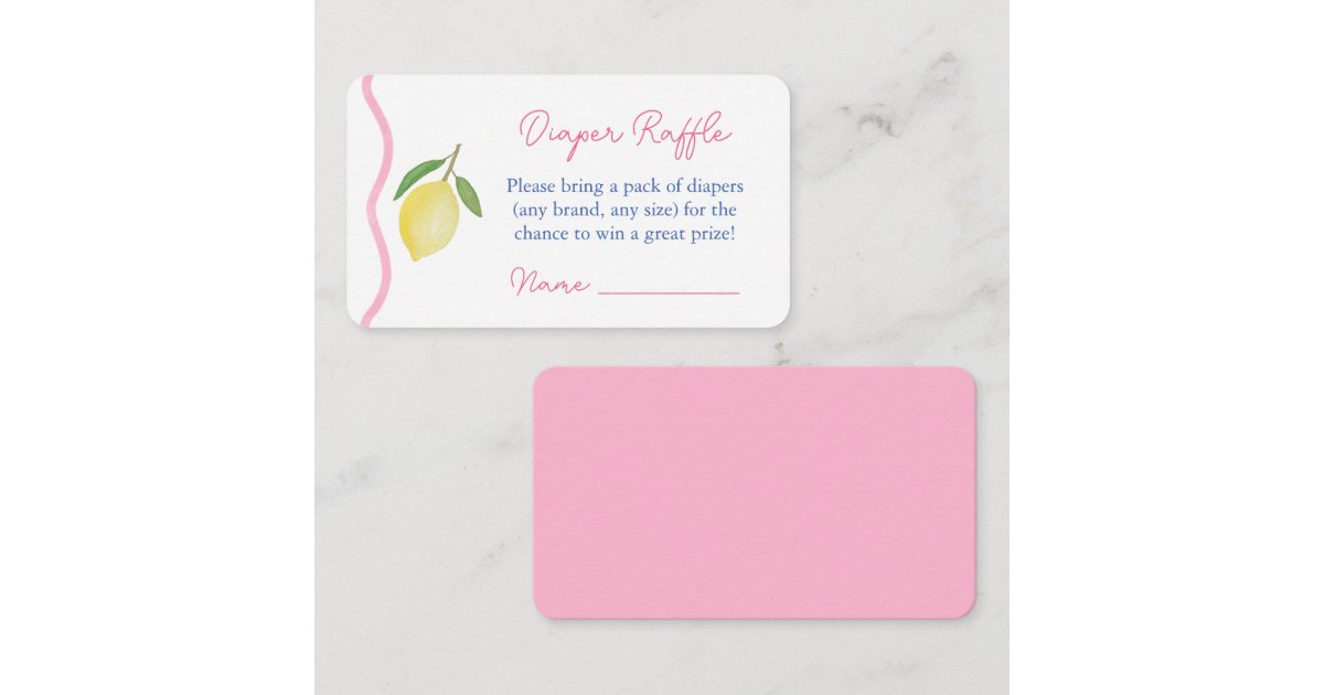 Pink Wave Border Citrus Diaper Raffle Baby Shower Enclosure Card | Zazzle