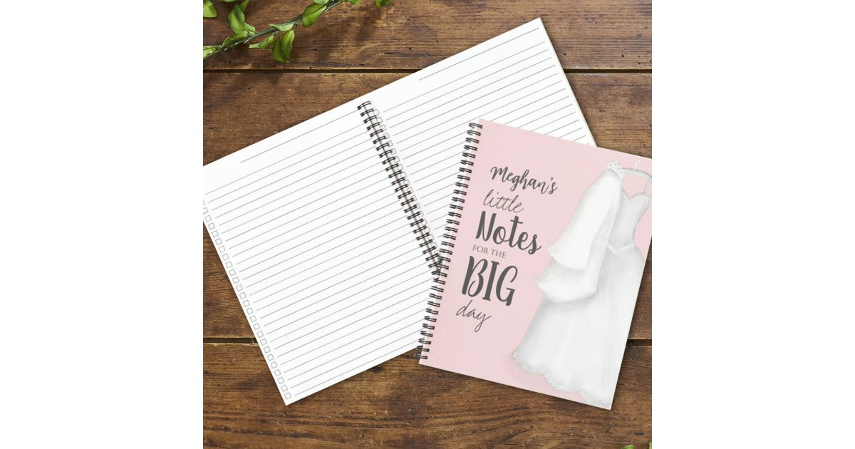Pink Wedding Bridal Notes Personalized Notebook | Zazzle