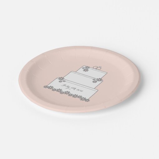 Pink Wedding Cake Dessert Reception Plate | Zazzle