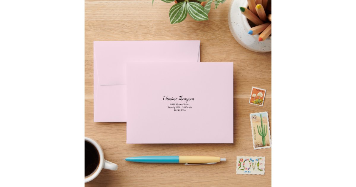 Pink Wedding RSVP return address Envelope | Zazzle