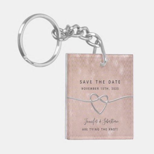 Pink Wedding Save The Date Invitation Keychain | Zazzle