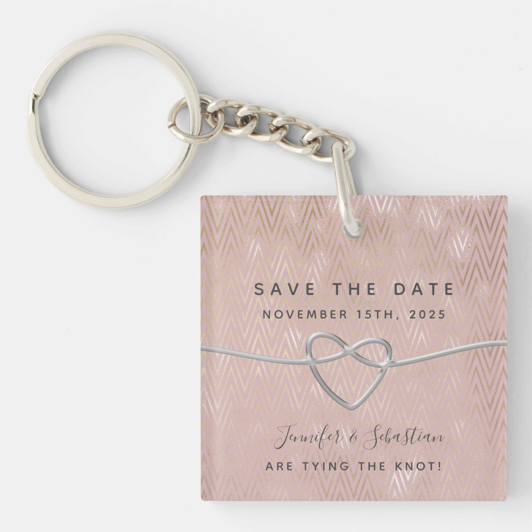 Pink Wedding Save The Date Invitation Keychain | Zazzle