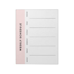 Pink Weekly Schedule Notepad | Zazzle