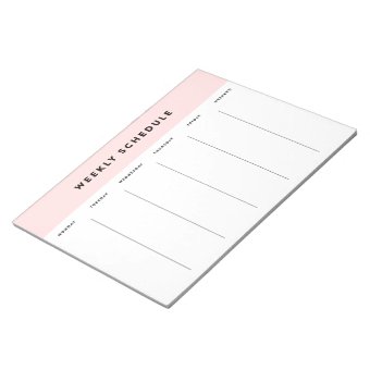 Pink Weekly Schedule Notepad | Zazzle