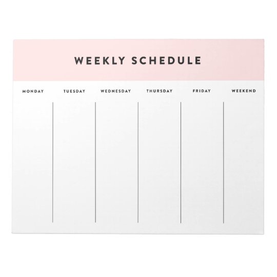 Pink Weekly Schedule Notepad | Zazzle.com