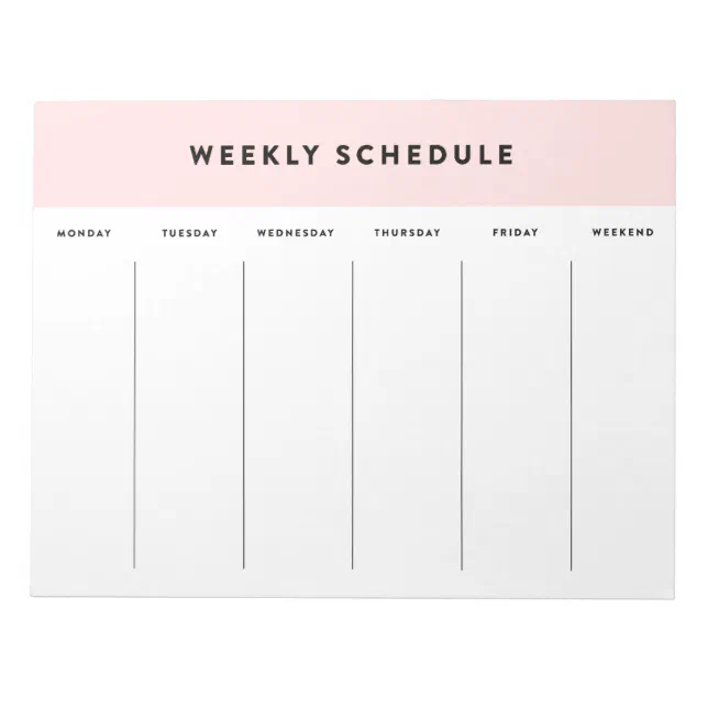 Pink Weekly Schedule Notepad | Zazzle