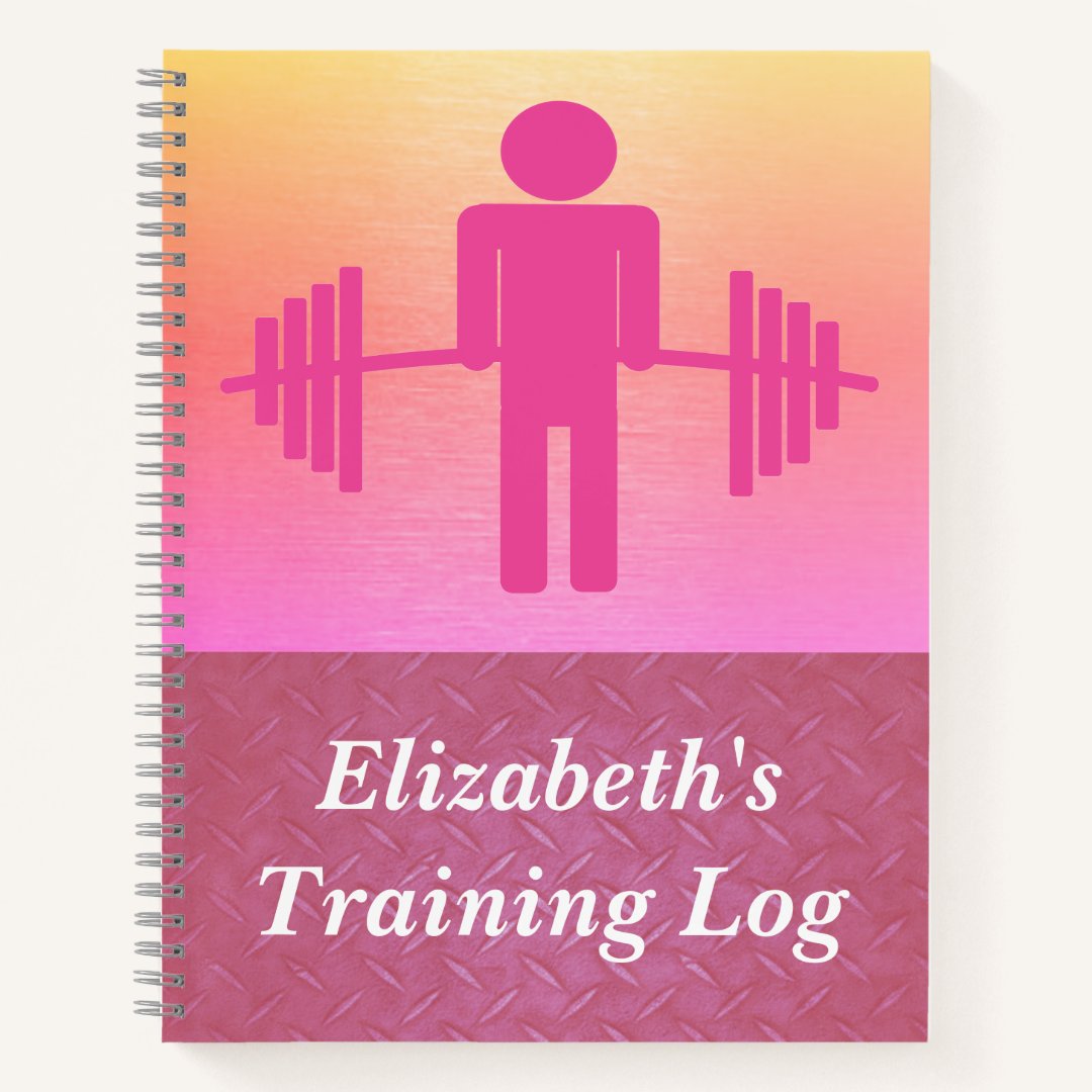 Pink Weightlifting Barbell Workout Gym Log Notebook | Zazzle