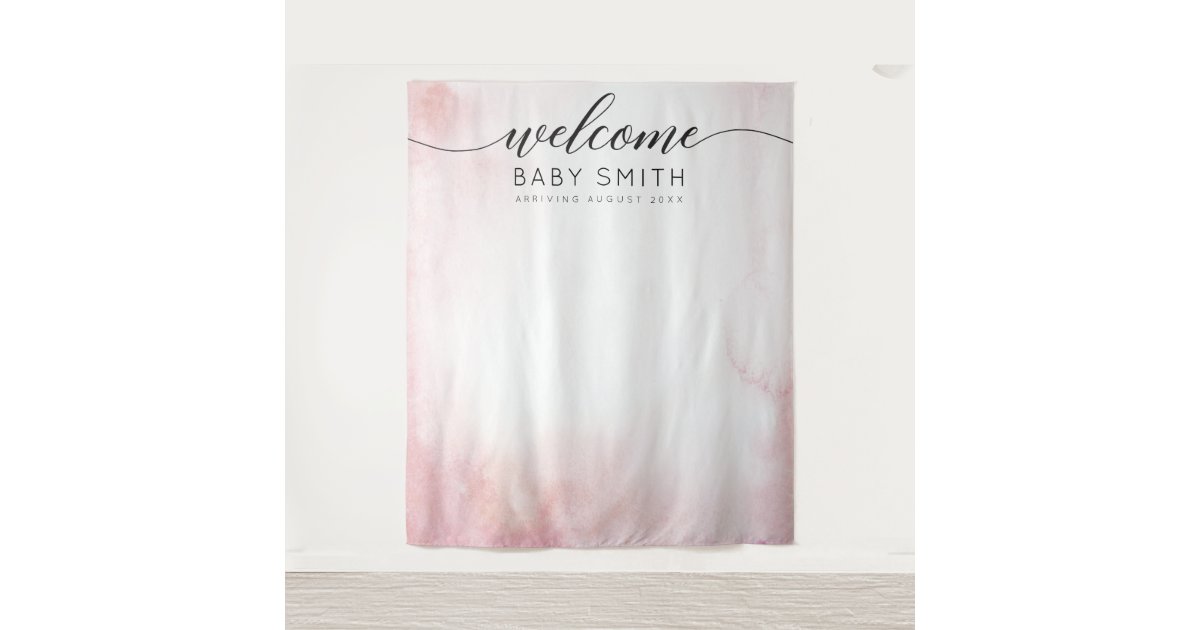 Pink Welcome Baby Shower Backdrop | Zazzle