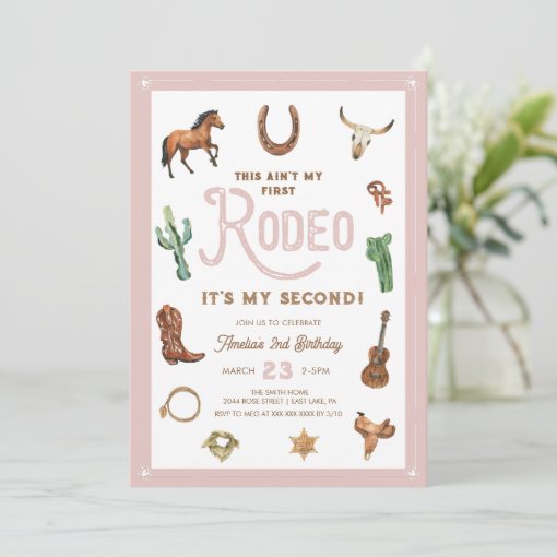 Pink Western 2nd Birthday Rodeo Invitation | Zazzle