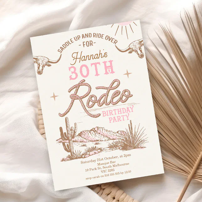 Pink Western Desert 30th Rodeo 30th Birthday Invitation | Zazzle
