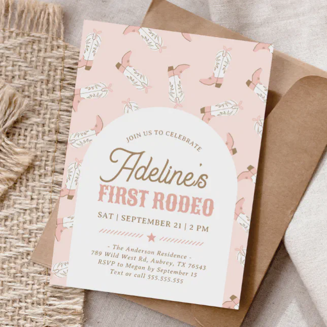 Pink Western First Rodeo Girl Birthday Invitation | Zazzle