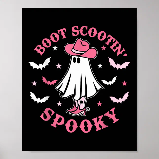 Pink Western Halloween Cowboy Ghost Boot Scootin S Poster | Zazzle
