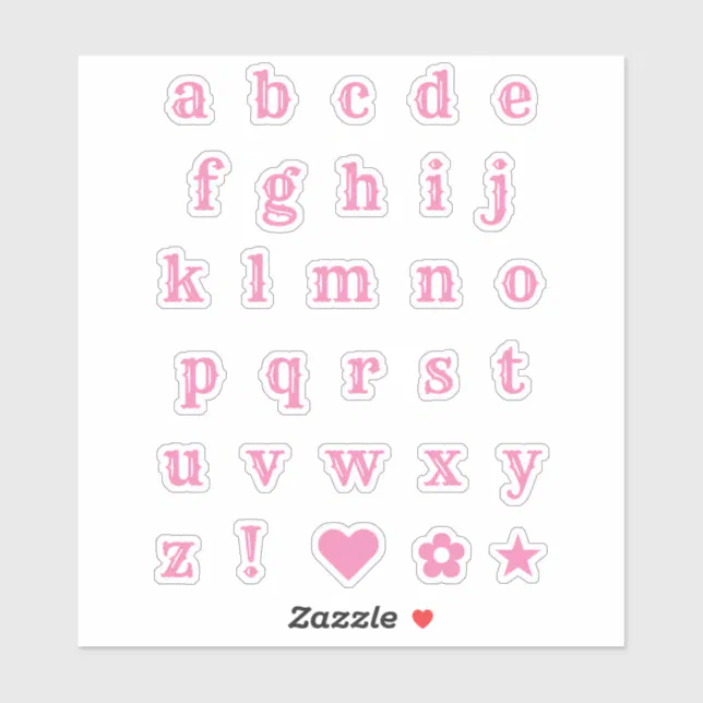 Pink Western Theme Party Letters Alphabet Stickers | Zazzle