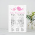 Pink Whale Baby Shower Word Search Game | Zazzle