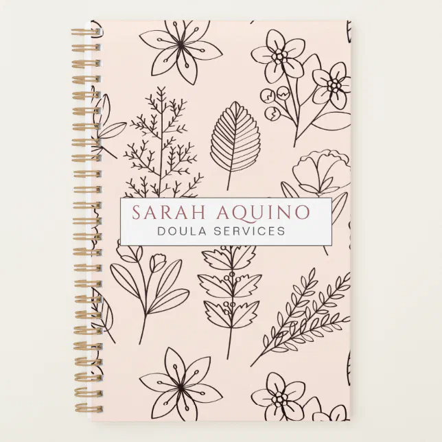 Pink Whimsical Floral Doula Or Midwife Business Planner | Zazzle