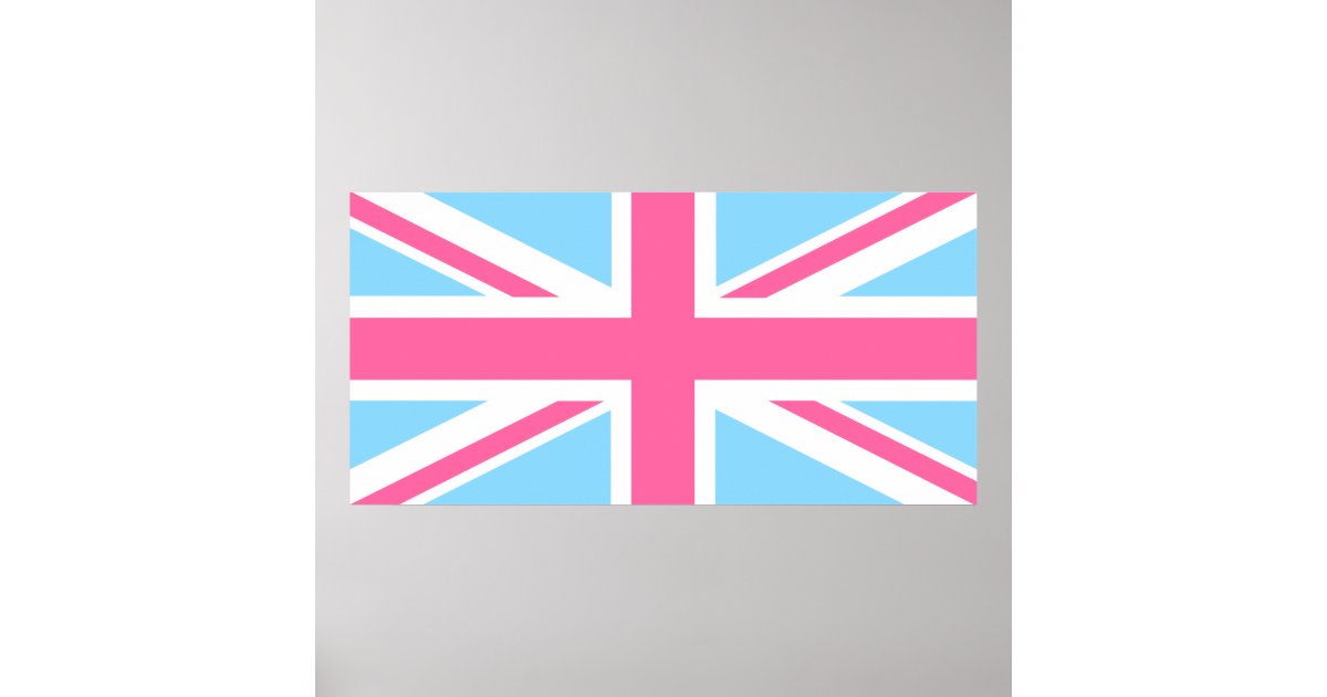 Pink White and Blue Union Jack UK Flag Poster | Zazzle