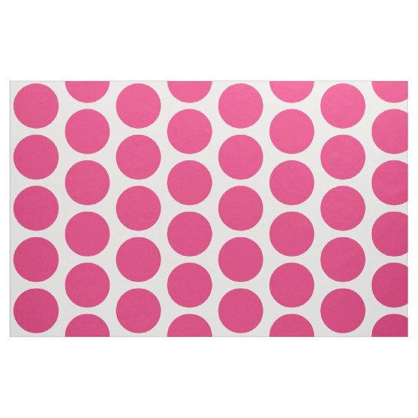 White and Coral Pink Polka Dot Pattern Fabric | Zazzle