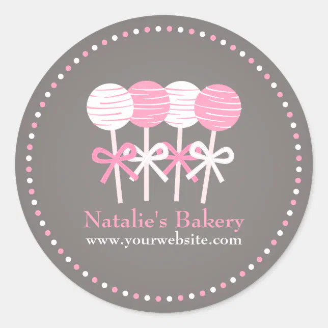Pink White Cake Pops Bakery Business Promo Sticker | Zazzle