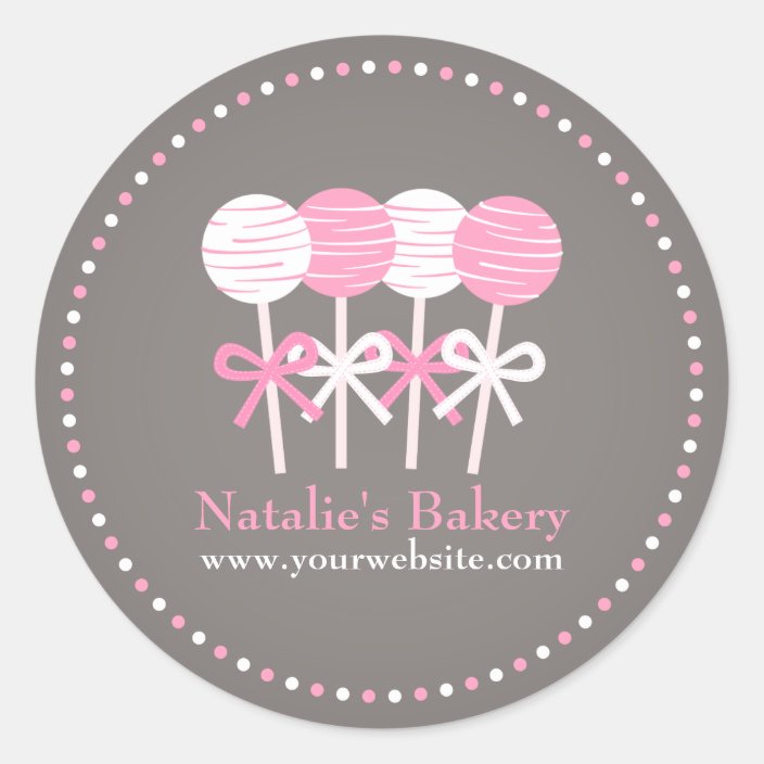 Pink White Cake Pops Bakery Business Promo Sticker | Zazzle.com