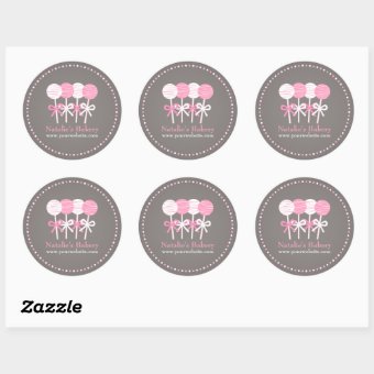 Pink White Cake Pops Bakery Business Promo Sticker | Zazzle