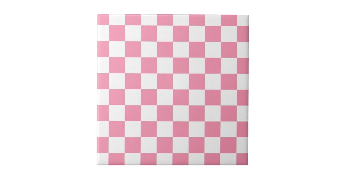 Pink white checkerboard pattern tile | Zazzle