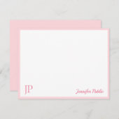 Pink White Classic Handwritten Script Monogram Note Card | Zazzle