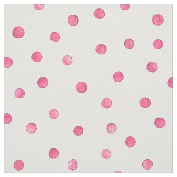 White and Coral Pink Polka Dot Pattern Fabric | Zazzle.com