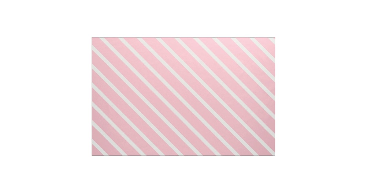 Pink & White Diagonal Stripes Fabric | Zazzle