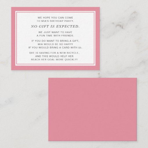 Pink White Fiver 5 Dollar Birthday Party Enclosure Card | Zazzle