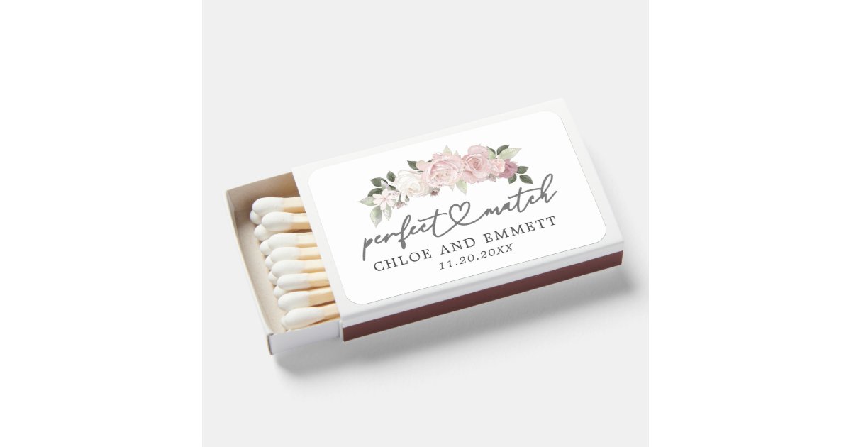 Pink White Floral Wedding Favor Matchbox Matchboxes | Zazzle