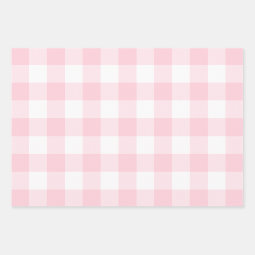Pink White Gingham Check Plaid Wrapping Paper Sheets | Zazzle