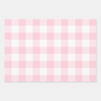 Pink White Gingham Check Plaid Wrapping Paper Sheets | Zazzle