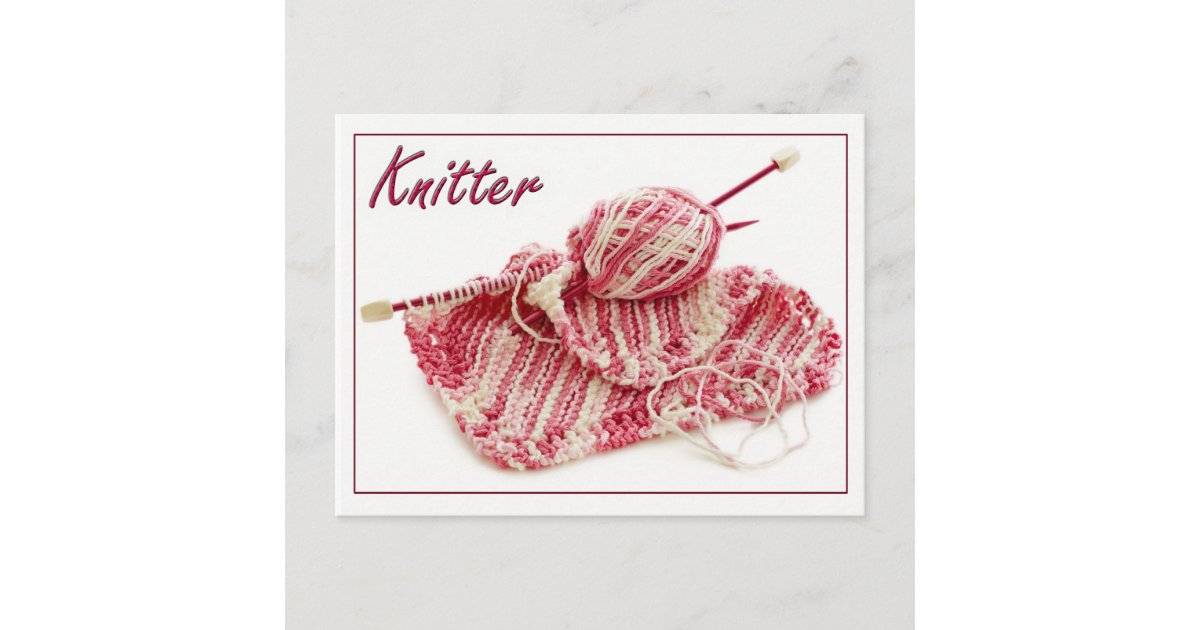 Pink/White Knitting Still Life Photography Postcard | Zazzle